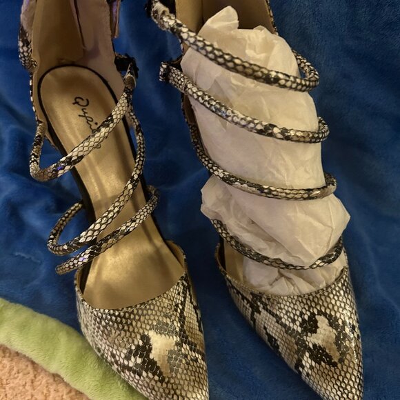 Qupiop | Shoes | Snake Print Heels | Poshmark